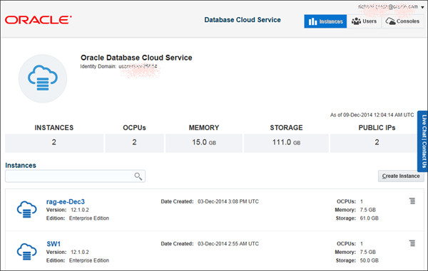 SSHトンネルを通してのDatabase Cloud Service (DBaaS)インスタンスへの接続
